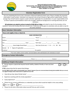 Fillable Online Volunteer Registration Form Basic Volunteer Information ...