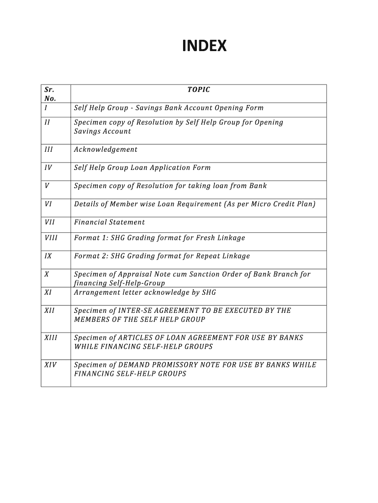 Self Help Group Savings Bank Account Opening Form - Blank Fillable ...