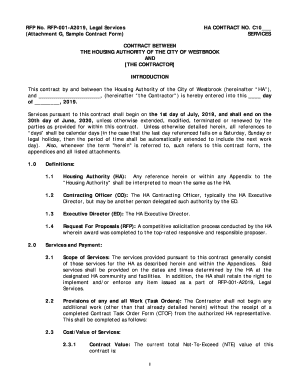 Fillable Online 8.0-SAMPLE-Attachment G - Sample Contract Form) Fax ...