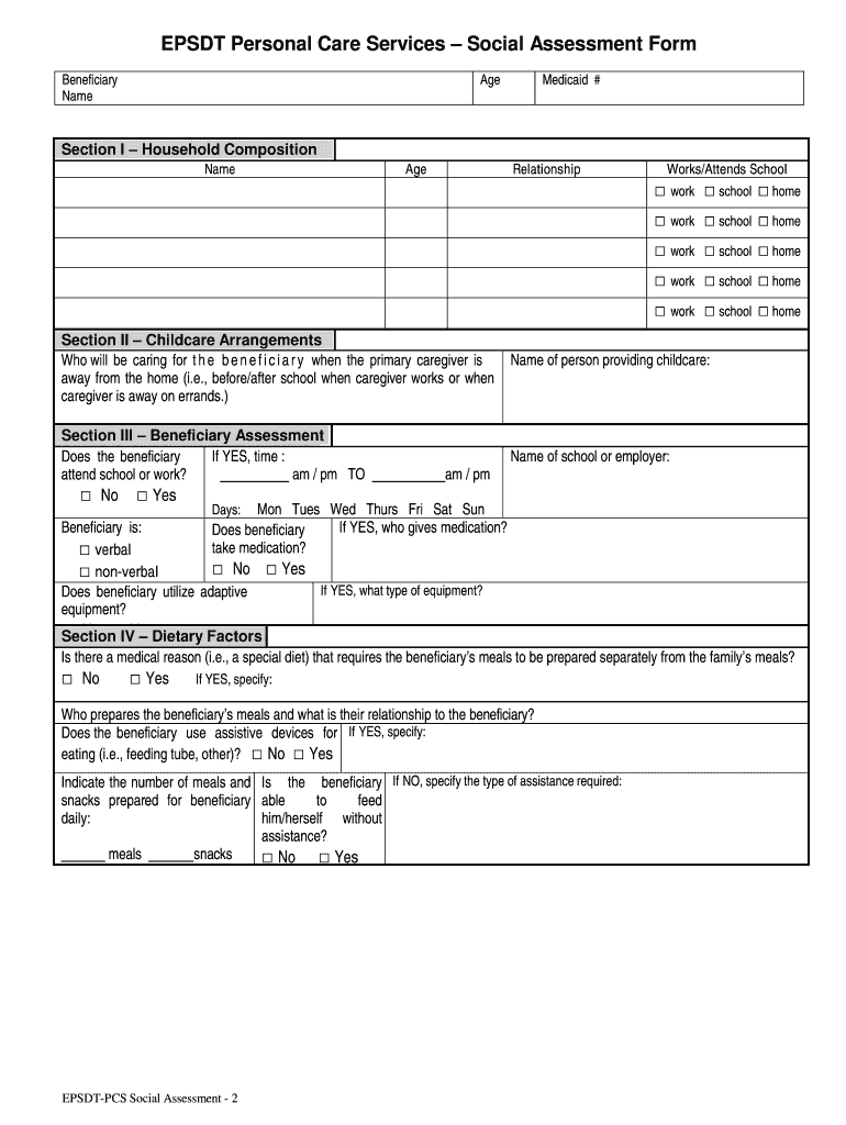Fillable Online epsdt pcs social assessment Fax Email Print - pdfFiller