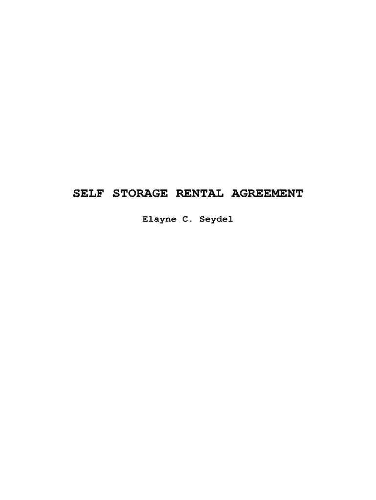 Fillable Online Self Storage Rental Agreement. Self Storage Rental ...