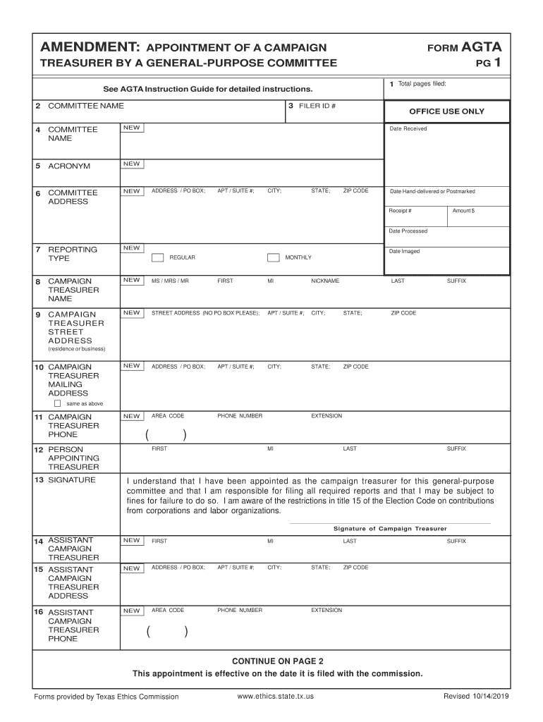 Fillable Online form agta instruction guide - Texas Ethics Commission ...