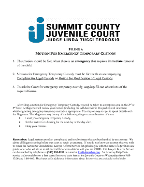 Fillable Online Filing a Motion for Emergency Orders for Parentage ...