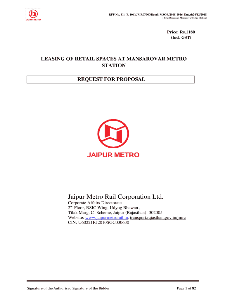Fillable Online LEASING OF RETAIL SPACES AT MANSAROVAR METRO STATION ...
