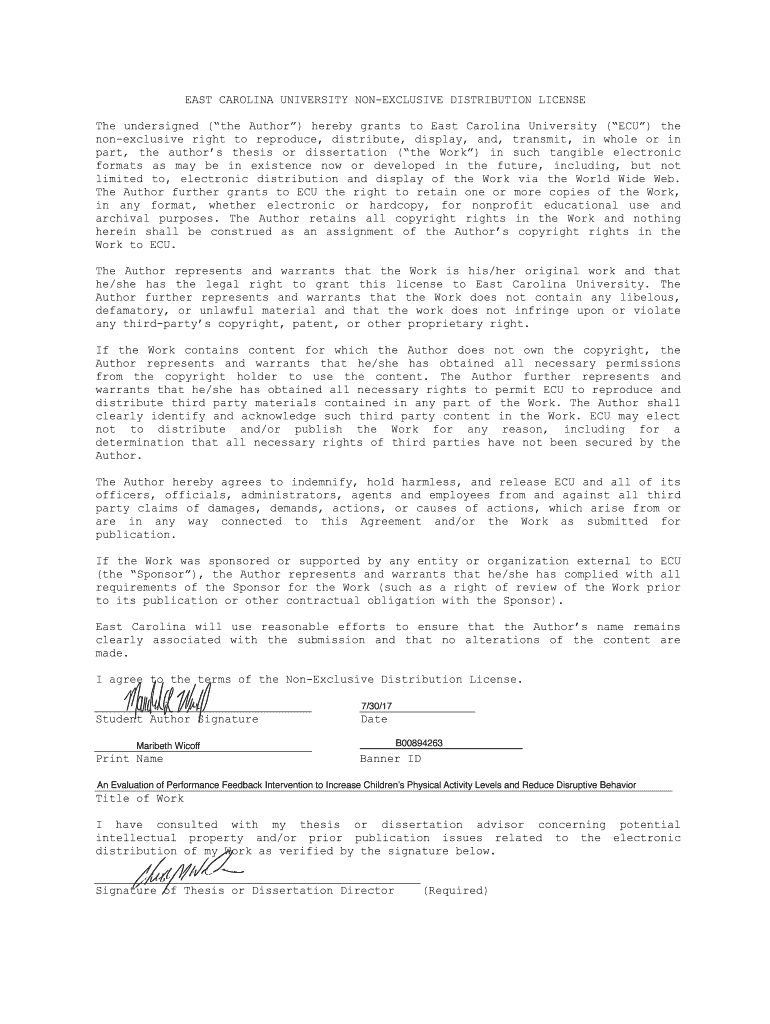 Fillable Online Documents and Links - ECU's Electronic Thesis and ...