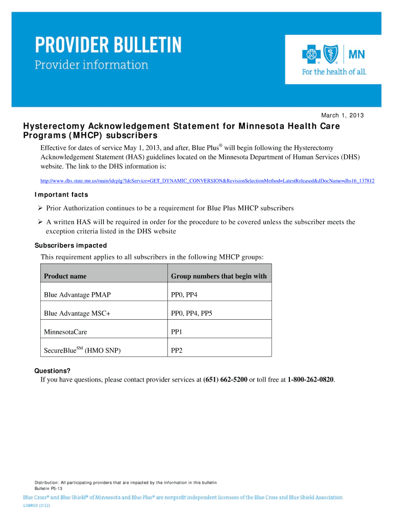 Fillable Online Hysterectomy Acknowledgement Statement for Minnesota ...
