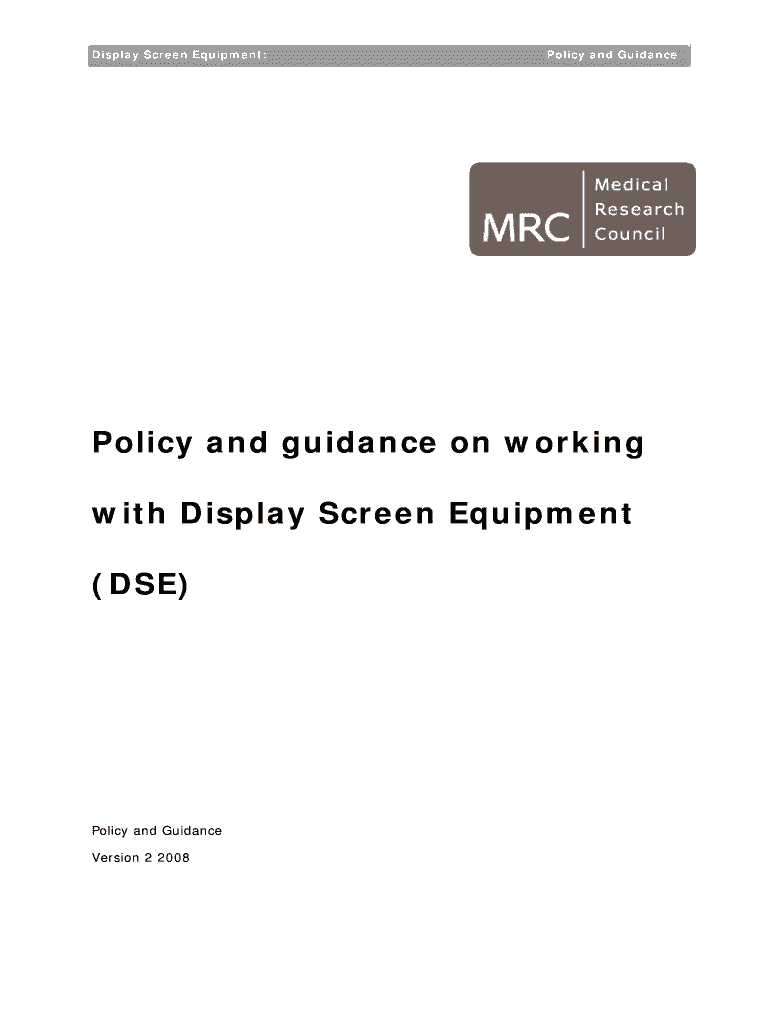 Fillable Online Working safely with display screen equipment - HSE Fax ...
