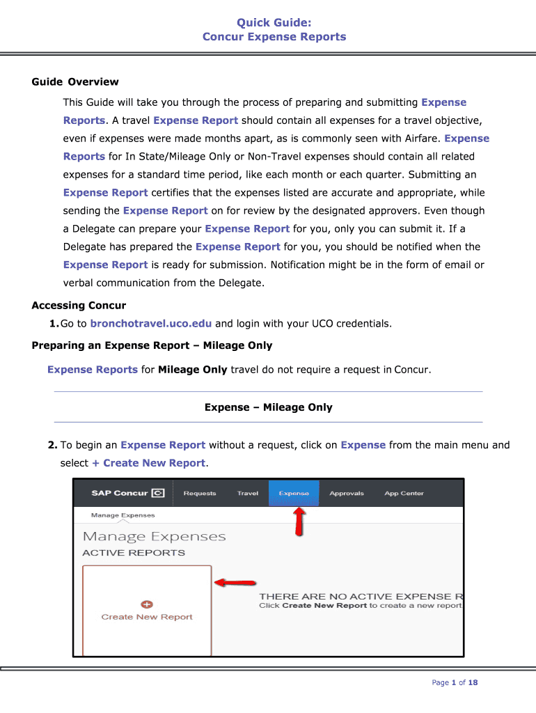 Fillable Online Concur Expense Overview Resource Center - SAP Concur ...