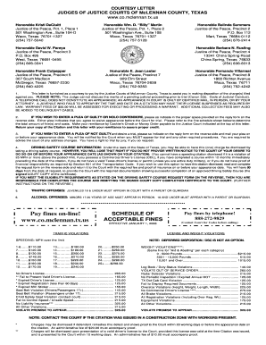 Fillable Online COURTESY LETTER JUDGES OF JUSTICE COURTS OF Fax Email ...