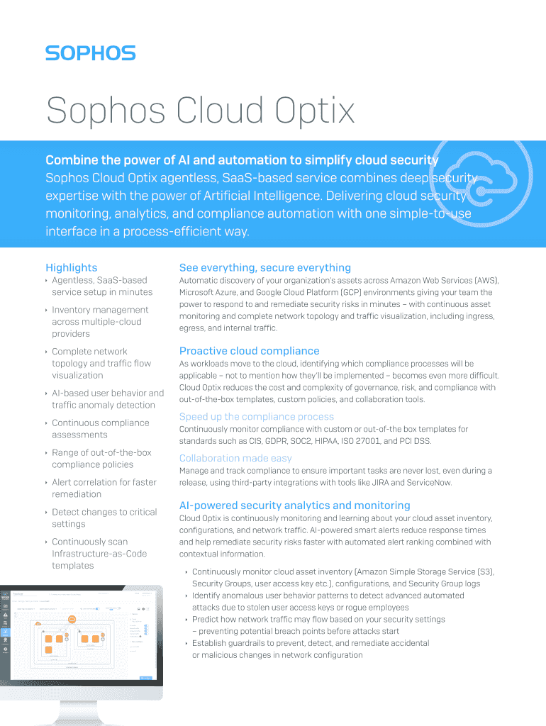 Fillable Online Sophos Cloud Optix Security with Automated Discovery Fax Email Print - pdfFiller