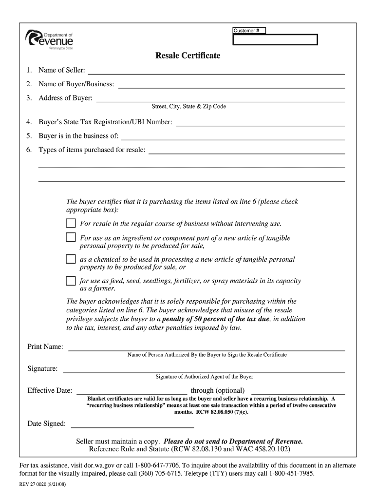 Fillable Online Sales Tax by State: How to Verify a Resale Certificate ...