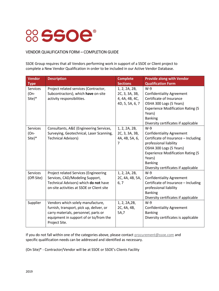 Fillable Online VENDOR QUALIFICATION FORM COMPLETION GUIDE Fax Email ...
