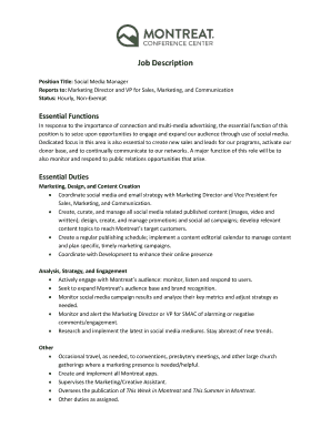 Fillable Online Social Media Manager job description sample PDFWorkable ...