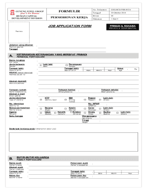 Fillable Online formulir job application form - gunung steel group Fax ...