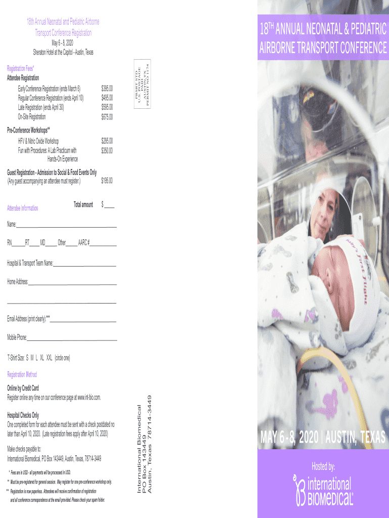 Fillable Online 18th Annual Neonatal and Pediatric Airborne Transport ...