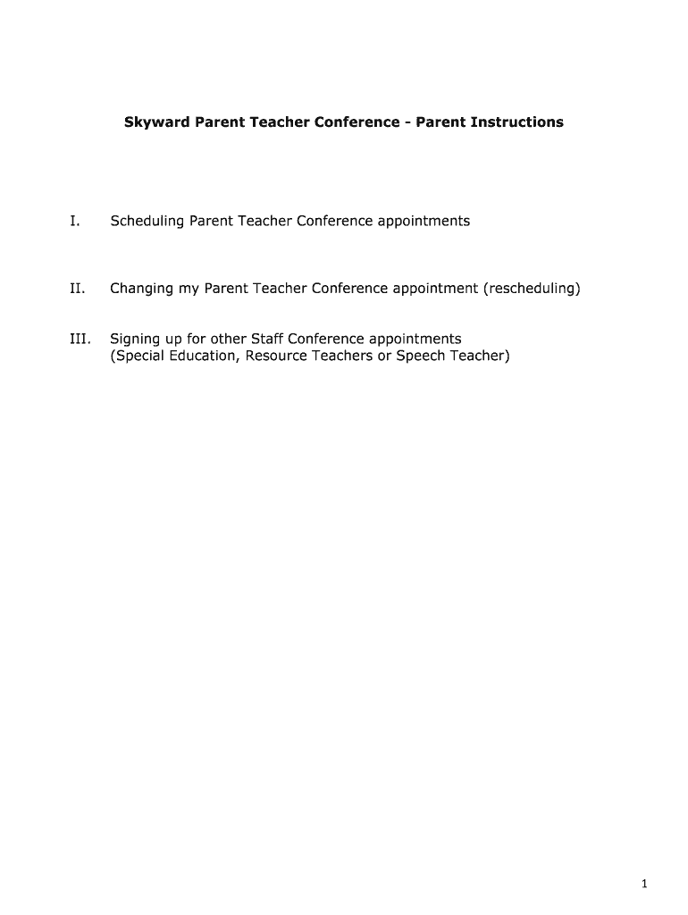 Fillable Online Skyward Parent Teacher Conference - Parent Instructions ...