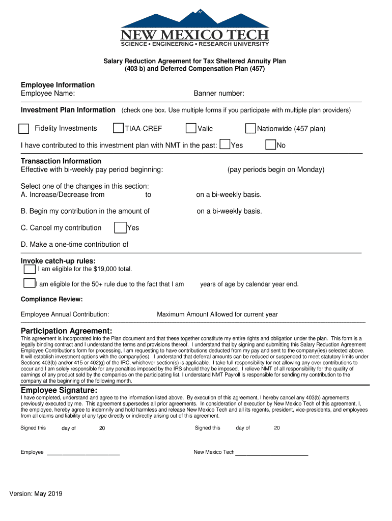Fillable Online 403(b) Tax Sheltered Annuity Plan (TSA) - Employee ...