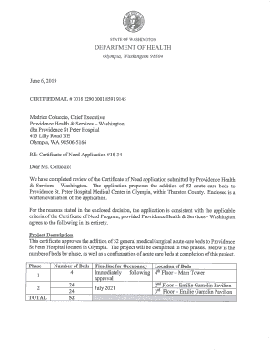 Fillable Online Certificate of Need Application Form Version 03.2011 ...