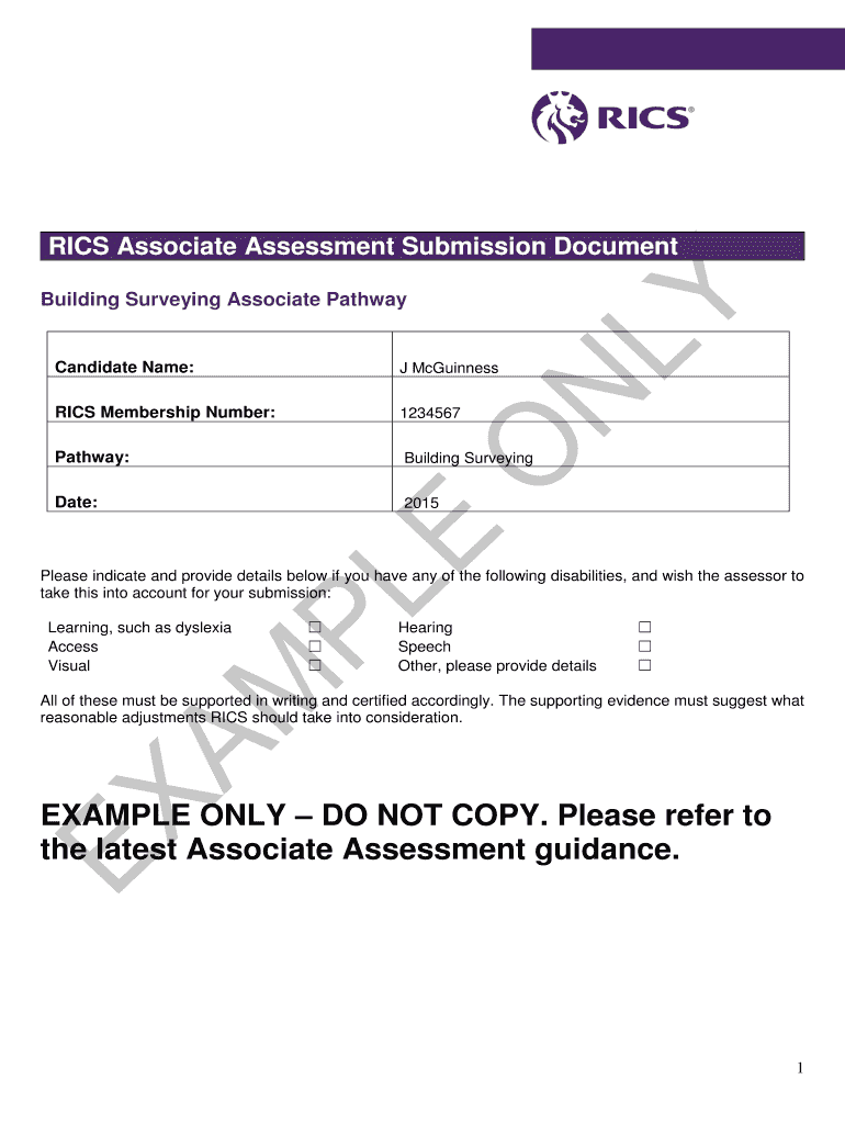 Fillable Online Associate Submission example: Building Surveying - RICS ...