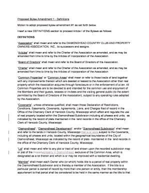 Fillable Online Proposed Bylaw Amendment 1 - Definitions Motion to ...