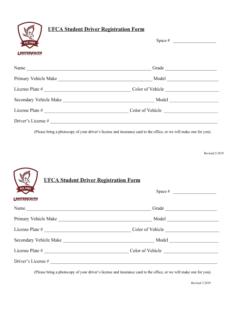 Fillable Online Vehicle Registration Driver Information - UNK.edu Fax ...