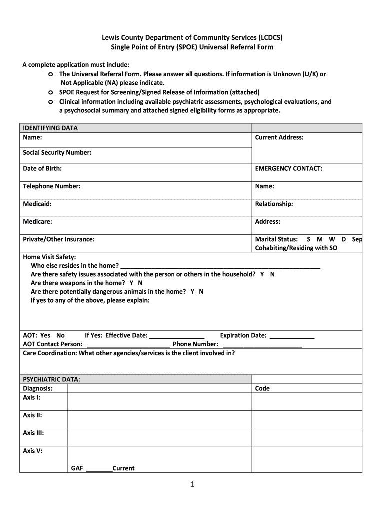 Fillable Online CSPOA Universal Referral Form - NYC.gov Fax Email Print ...