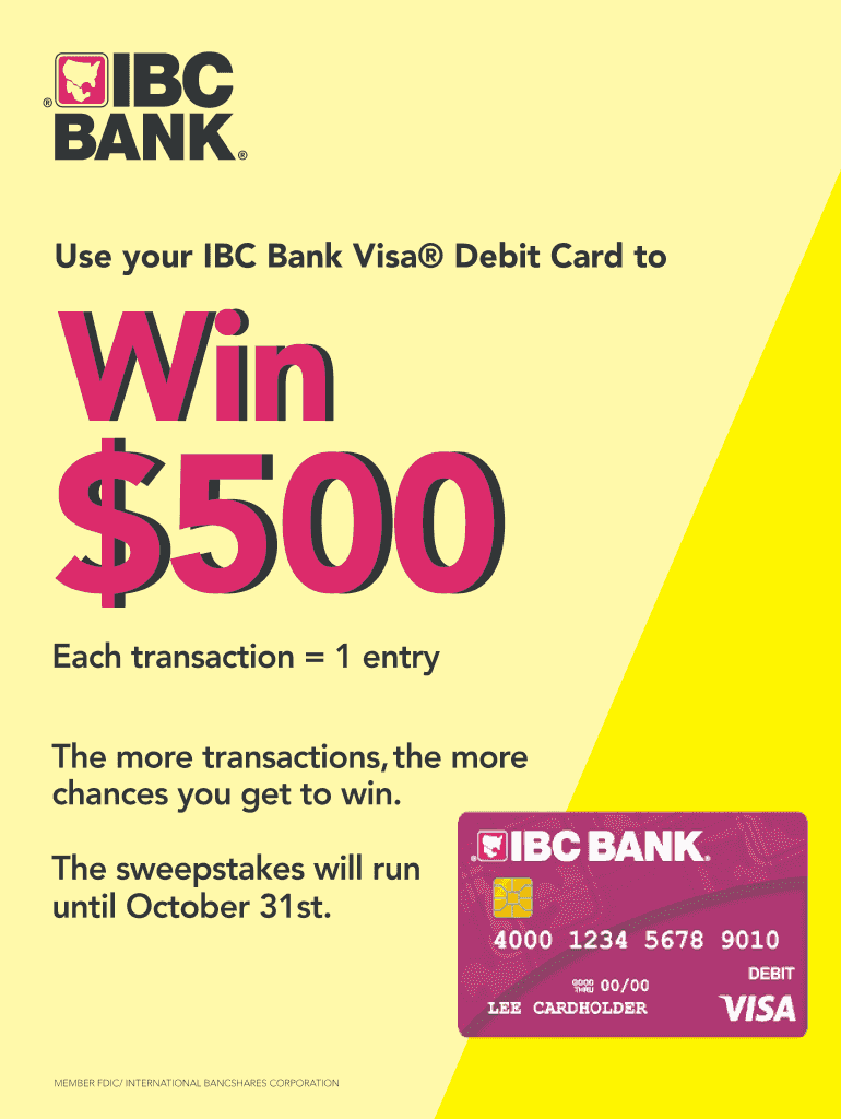 Fillable Online Use your IBC Bank Visa Debit Card to Fax Email Print ...