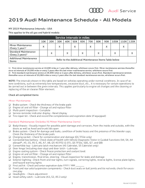 Fillable Online 2020 Audi Maintenance Schedule - All Models Fax Email ...