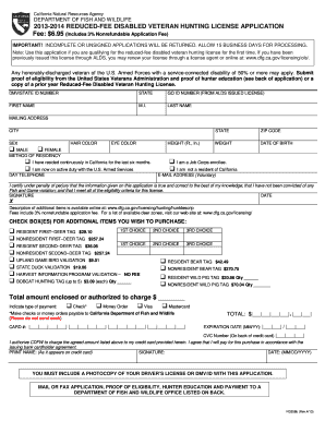 Fillable Online Reduced Fee Disabled Veteran Hunting License ...