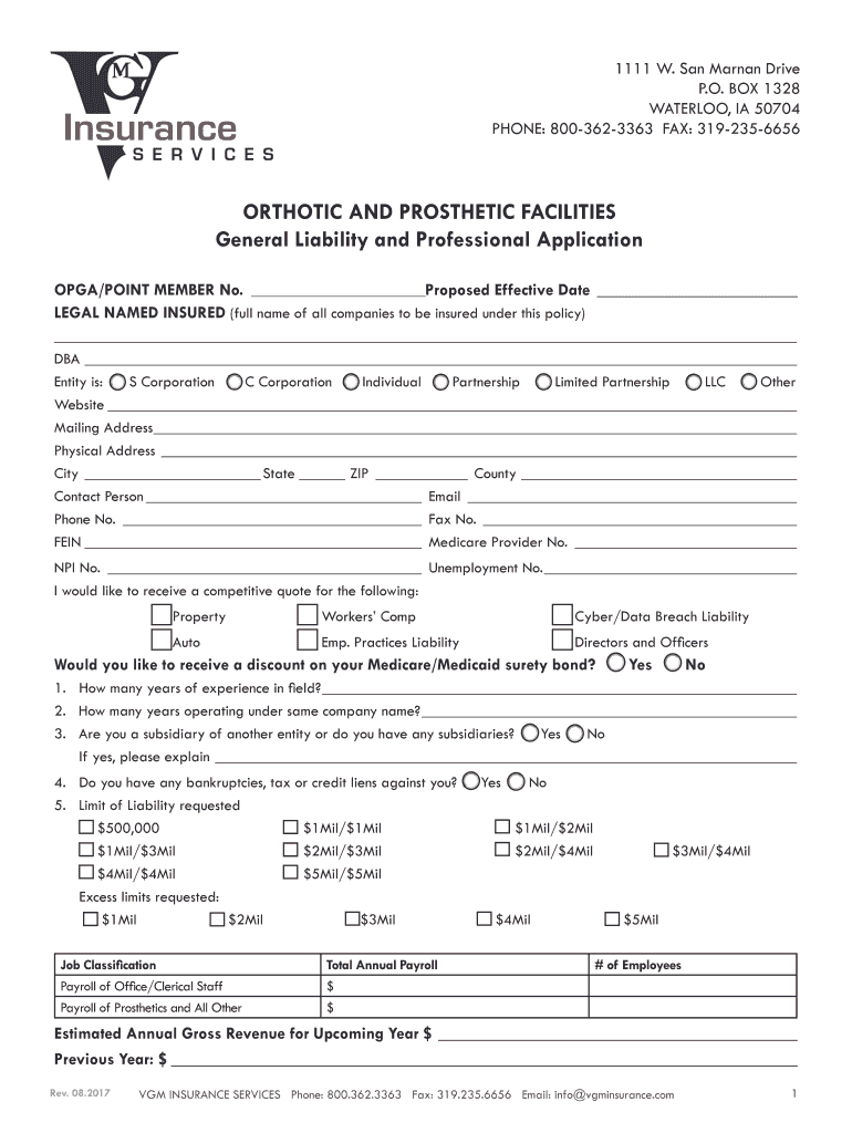 Fillable Online VGM Insurance ServicesCompany Profile from ... Fax ...