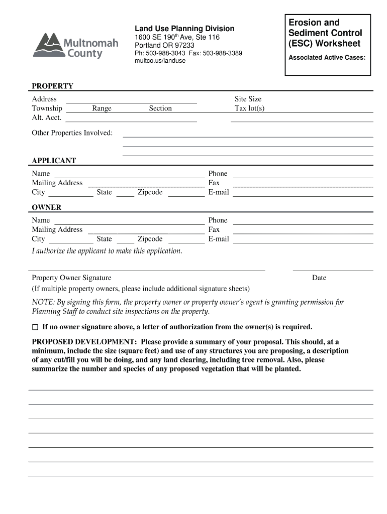 Fillable Online Grading and Erosion Control Permit - Multnomah County ...
