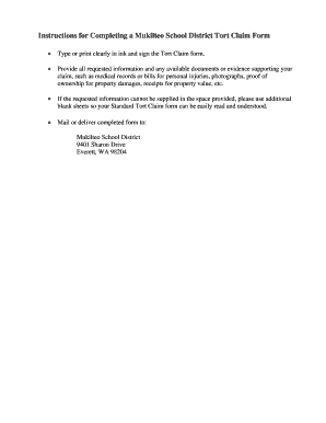 Fillable Online Tort Form Fax Email Print - pdfFiller