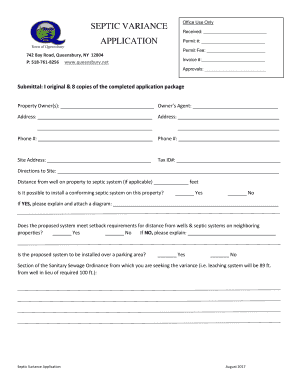 Fillable Online septic variance application - Town of Queensbury Fax ...