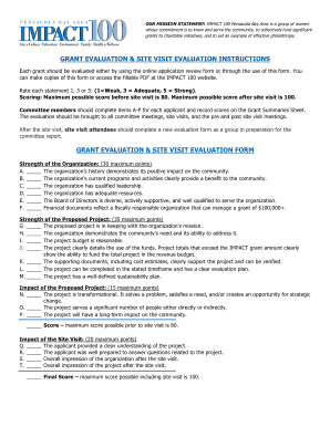 Fillable Online Grant Evaluation and Site Visit Evaluation Form ...