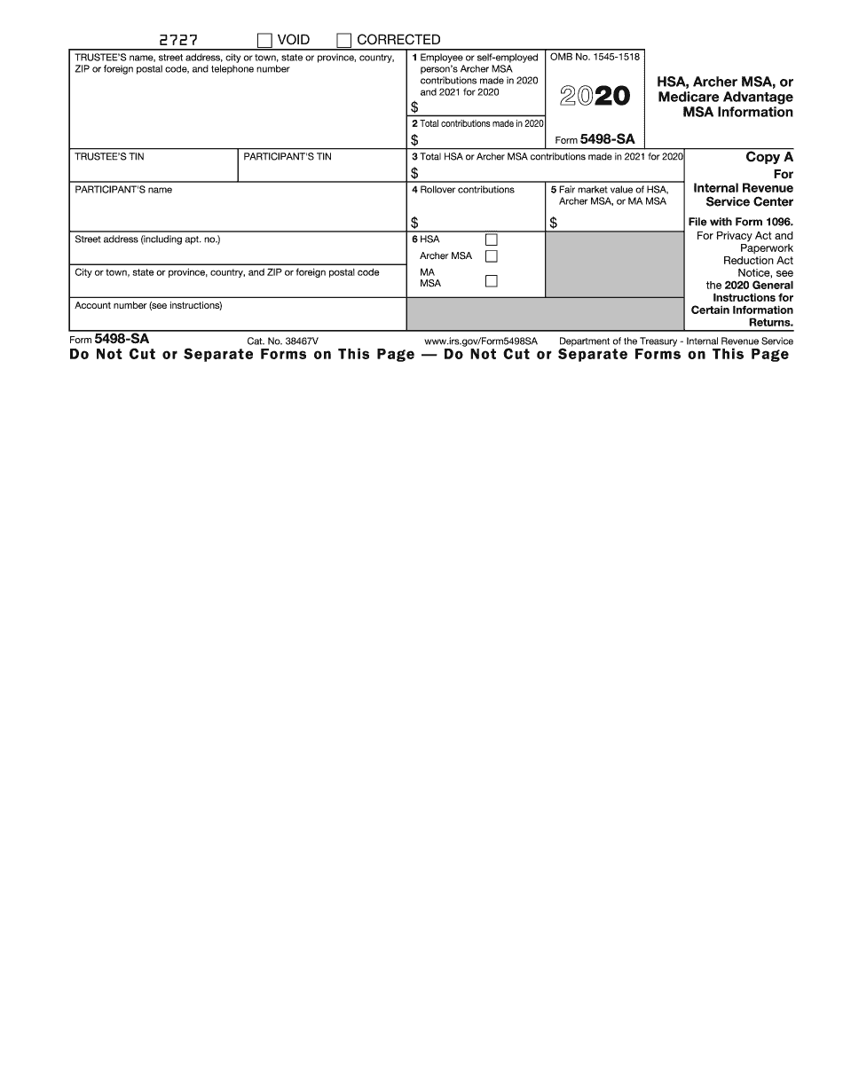 5498 Sa Tax Form 2018 Editable Online Blank In PDF