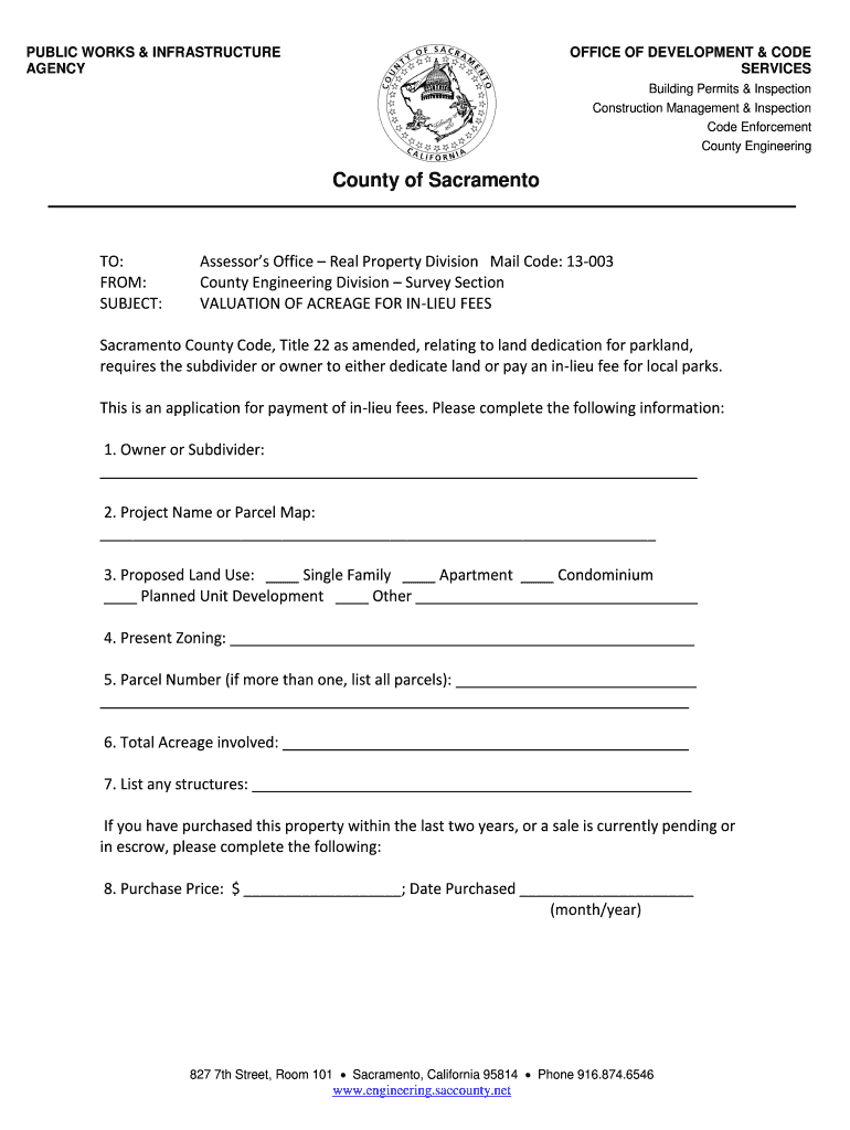 Fillable Online Letterhead Planning - County Engineering - Sacramento ...