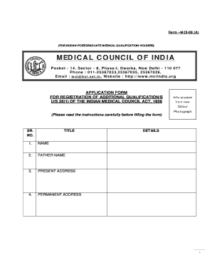 Form MCI-08 (A) (FOR INDIAN POSTGRADUATE MEDICAL ... - Fill and Sign ...