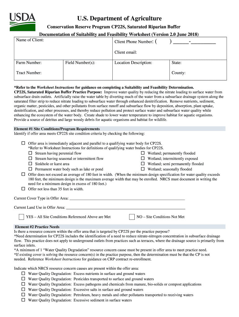Fillable Online CRP Suitability and Feasibility Determination Worksheet ...