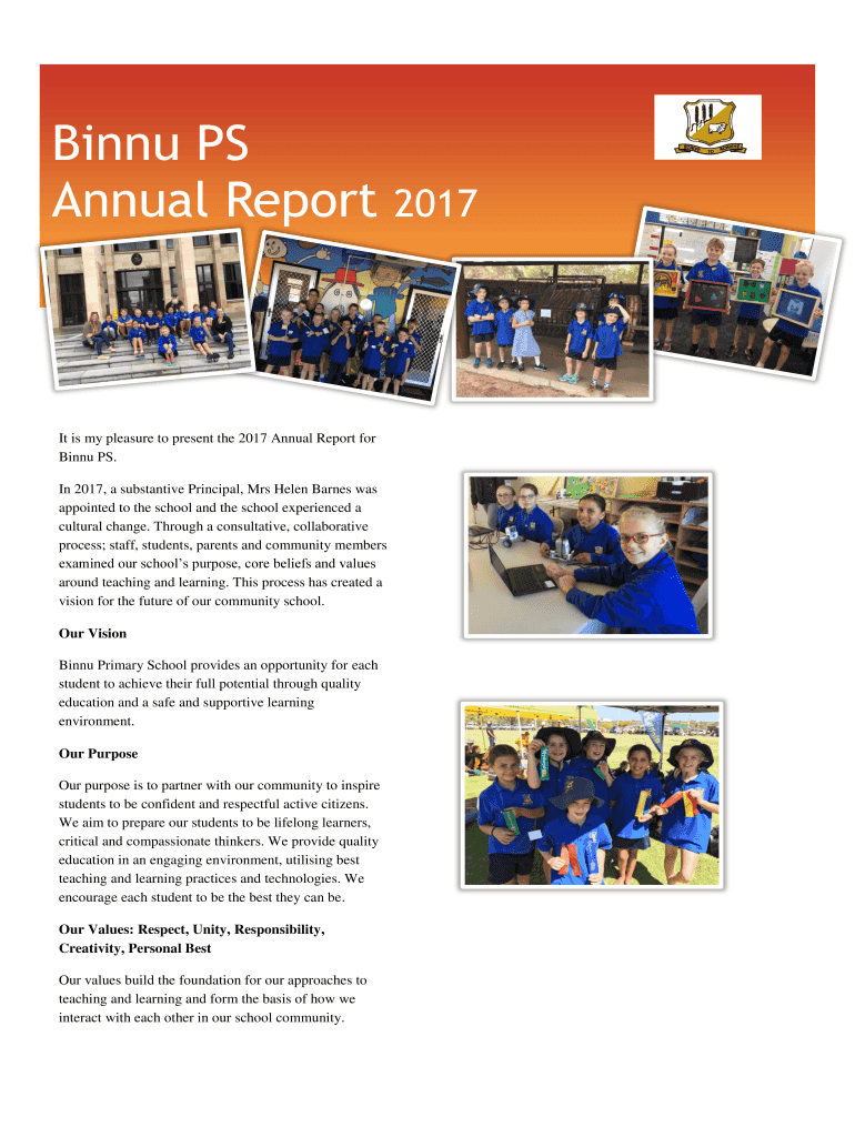 Fillable Online Binnu PS Annual Report - det.wa.edu.au Fax Email Print ...