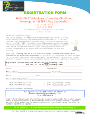 Fillable Online HIGH FIVE Principles of Healthy Childhood Fax Email ...