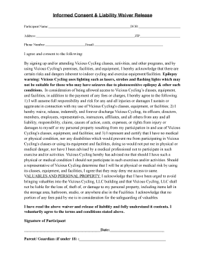 Fillable Online informed consent and liability waiver release for ...