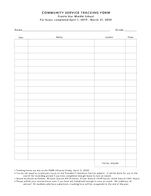 Fillable Online PSMS COMMUNITY SERVICE TRACKING FORM.docx Fax Email ...
