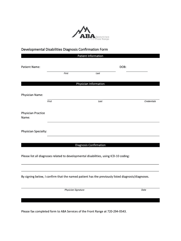 Fillable Online Diagnosis Confirmation Form.docx Fax Email Print ...