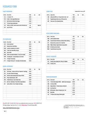 Fillable Online RESOURCES FORM - Department of Education Fax Email ...