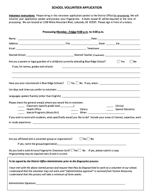 Fillable Online Fillable Online Volunteer Packet Introduction and Form ...