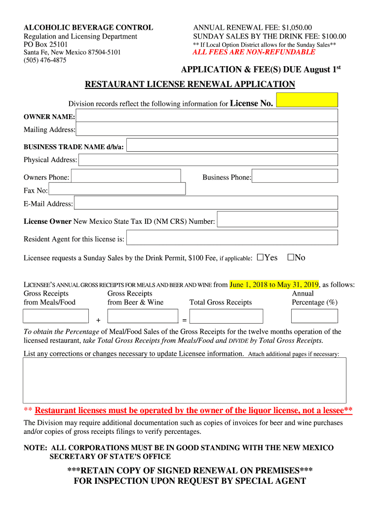 Fillable Online Renewals - RLD.State.NM.us Fax Email Print - pdfFiller