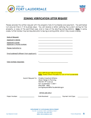 Fillable Online ZONING VERIFICATION LETTER REQUEST - City of Fort ...