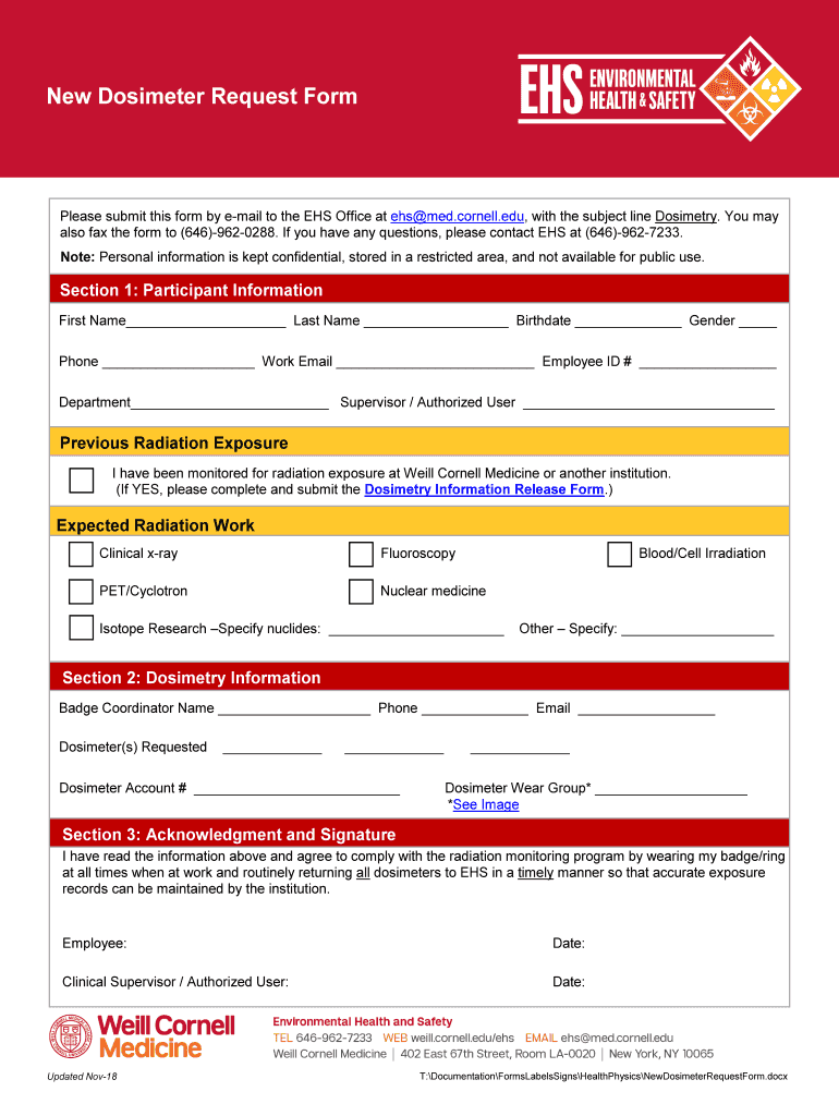 Fillable Online New Dosimeter Request Form Fax Email Print - pdfFiller