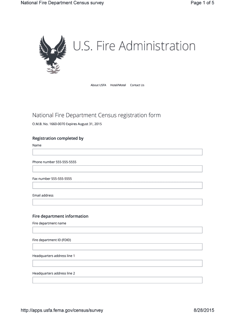 Fillable Online National Fire Department Census registration form Fax ...