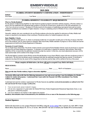 Fillable Online daytonabeach erau Florida Residency Declaration for ...